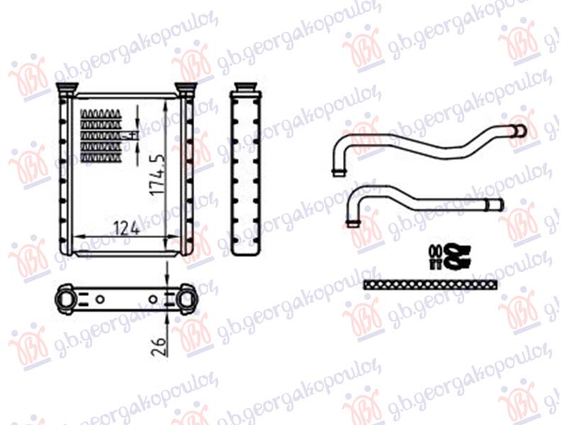 GREJAC KABINE BENZIN/HIBRID (124×174) TOYOTA YARIS IV (2020-) (OEM: 87107-K0020, 87107K0020)