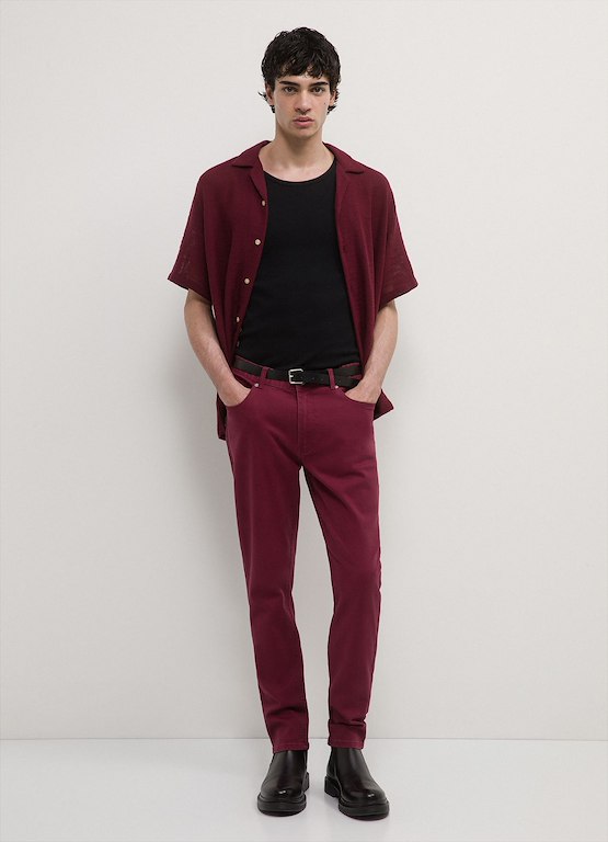 SLIM 5-POCKET TROUSERS BORDO