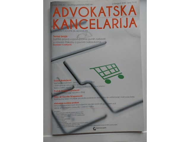 Advokatska kancelarija br. 71-72 Jul-Avgust 2020.
