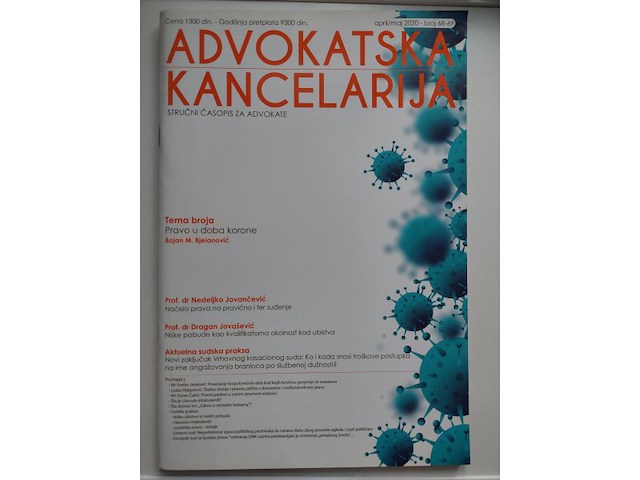 Advokatska kancelarija br. 68-69 April-Maj 2020.