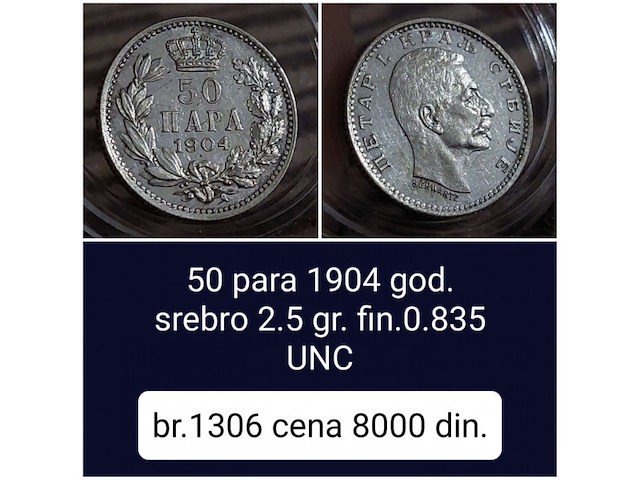 50 para 1904 srebro extra komad UNC