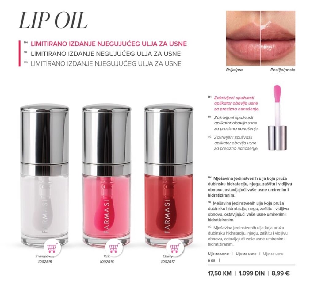 FARMASI kolekcija za usne – negujuće ulje i ruževi Lip Oil –