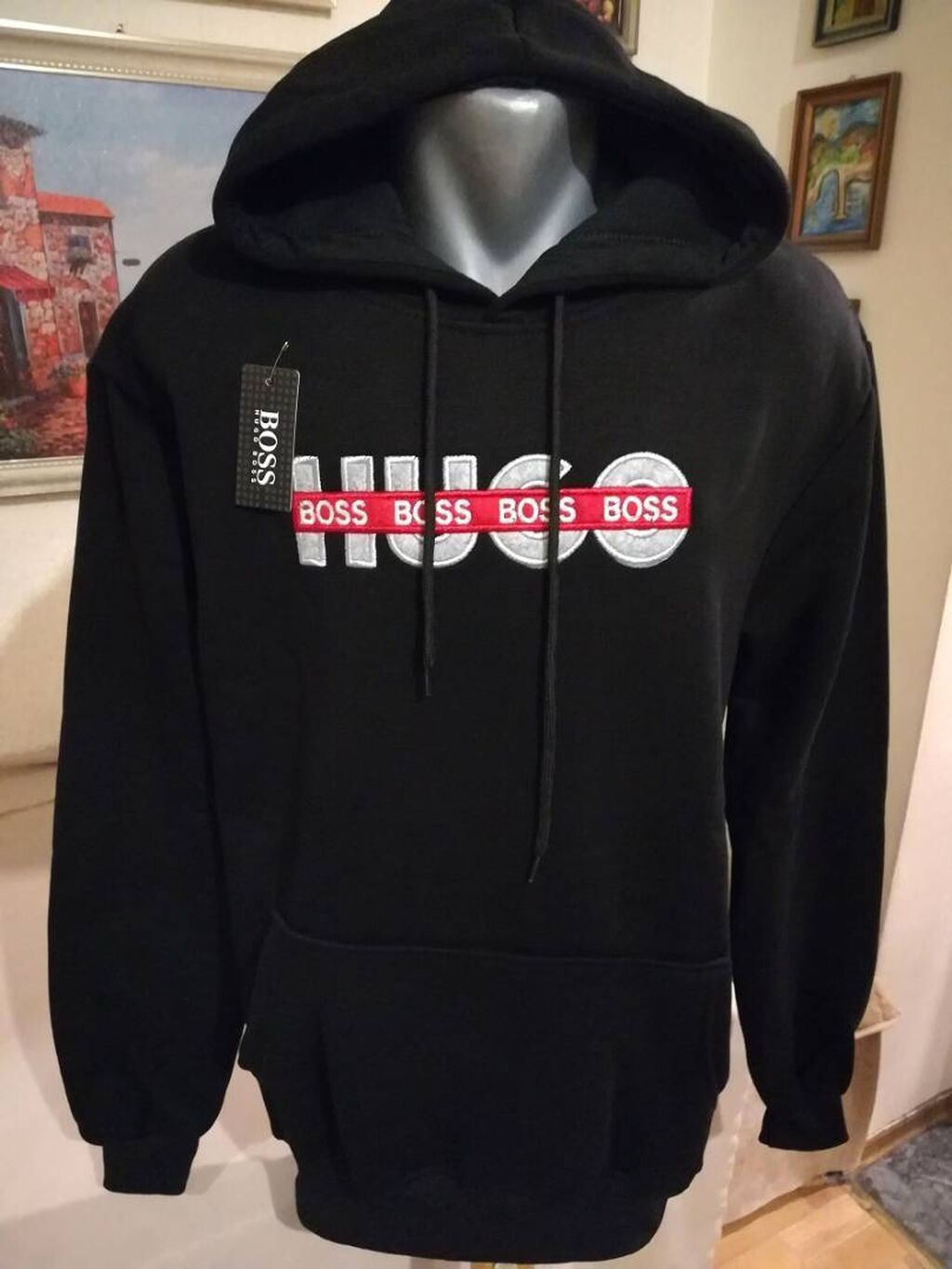 Novi muski markirani pamucni duks sa kapuljacom Hugo Boss 2XL Debeli