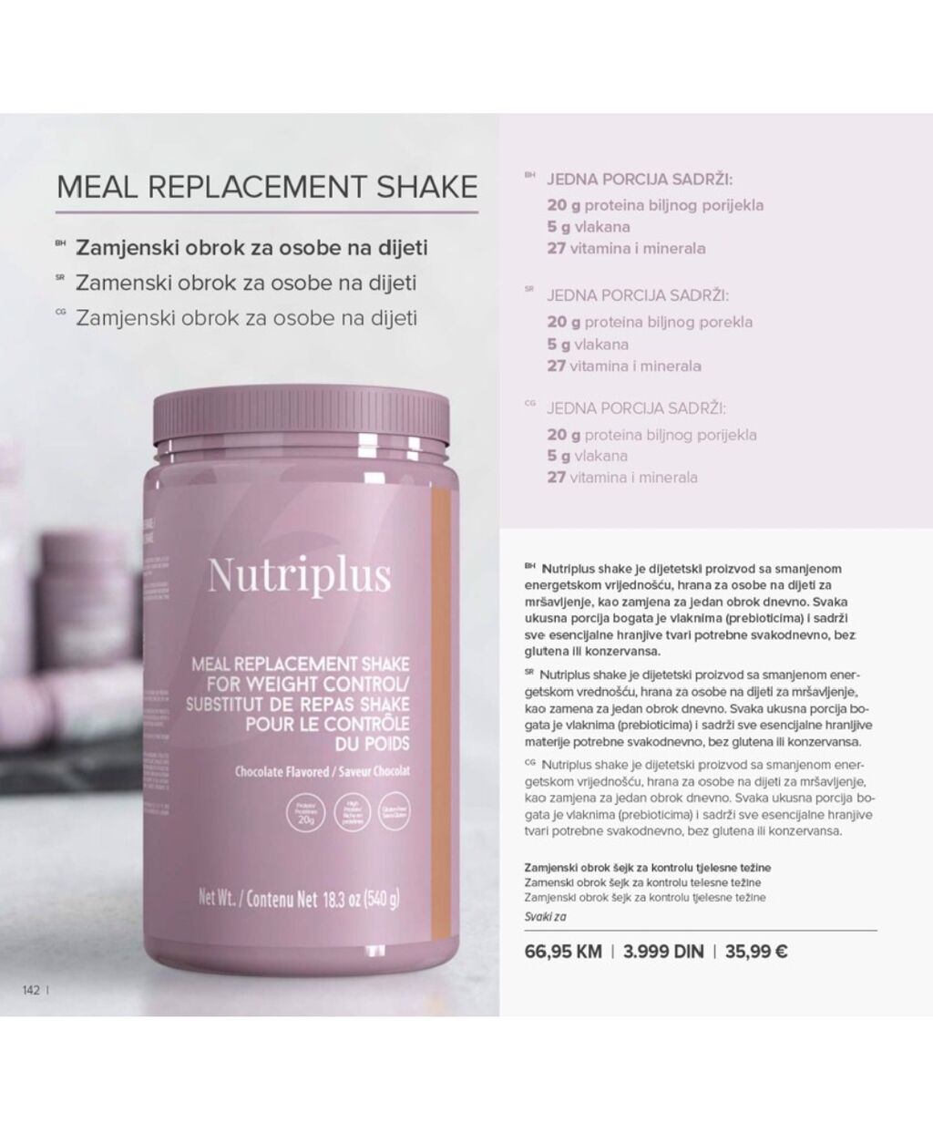 Nutriplus – zamenski obrok šejk za kontrolu telesne težine + Serenity