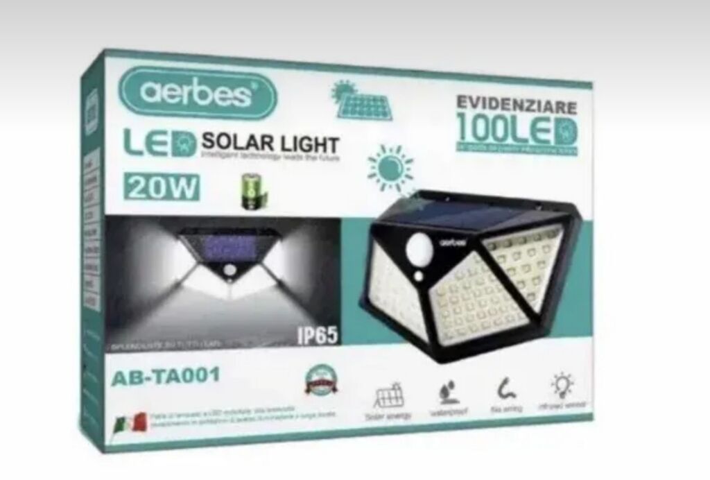 Aerbes LED solarna svetiljka 20W – 100 LED, IP65, sa senzorom pokreta