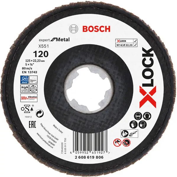 Bosch X-Lock Flap disk X551 2608619806, P120, 125 mm, Ugaoni