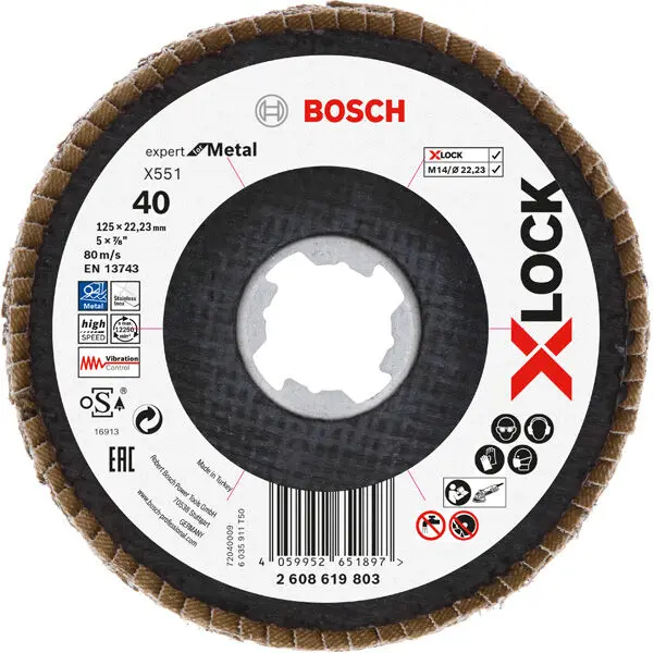 Bosch X-Lock Flap disk X551 2608619803, P40, 125 mm, Ugaoni