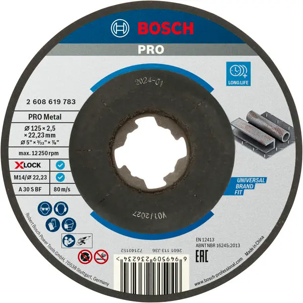 Bosch Pro Metal X-Lock rezna ploča izvijena 2608619783, 125 × 2,5 mm