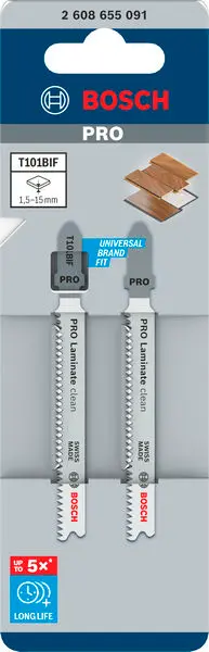 Bosch Set listova za ubodnu testeru Pro Laminate Clean T101BIF 2608655091, 83 mm, 5 komada