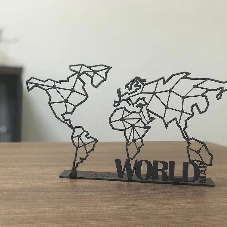 Aberto Design Dekorativna figura World Map Pod, 30x16 cm, 2 mm, Crna