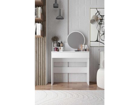 HANAH HOME Sto za šminkanje Harmony Mini Round White