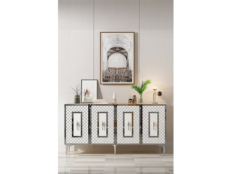 HANAH HOME Konzola Puma 150 Sapphire Oak White Silver