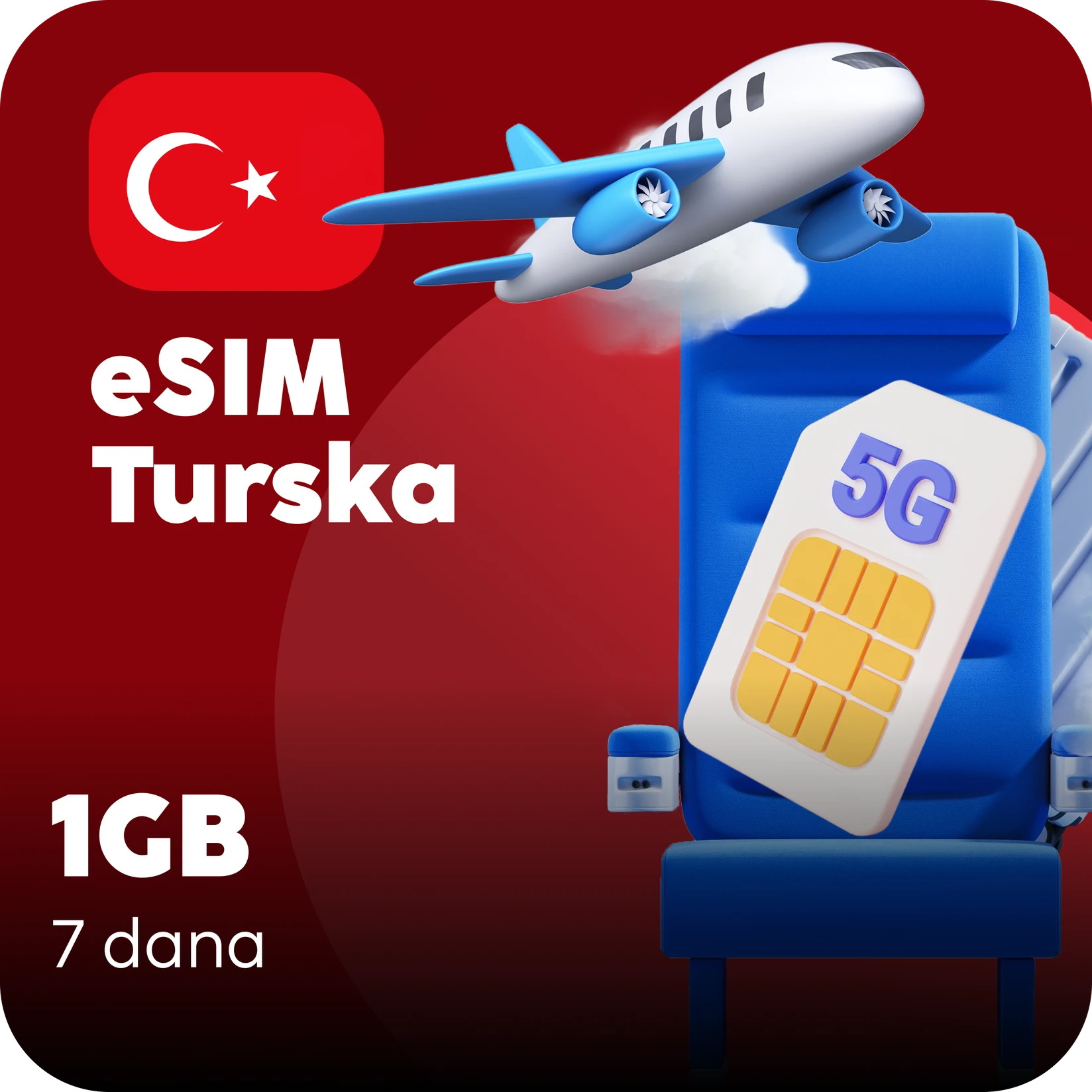 Turska eSIM kartica - 1GB prepaid mobilnih podataka za 7 dana
