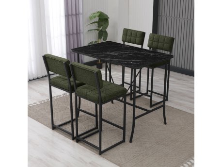 HANAH HOME Set Barski sto i 4 stolice Retro Green Black