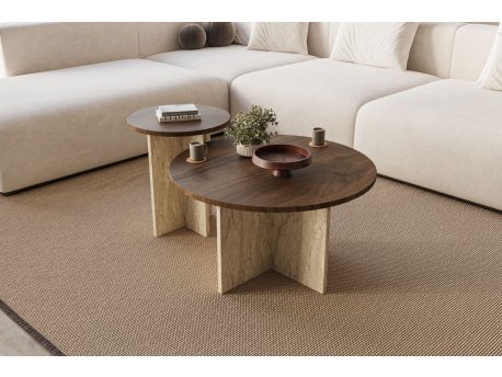 HANAH HOME Set stočića za kafu Private Walnut Travertine