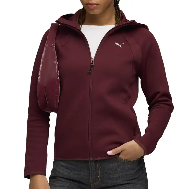 Puma Ženski duks Puma Evostripe Full-Zip Hoodie Dk, Bordo