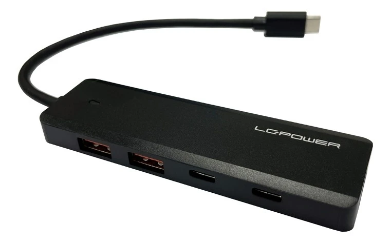 LC-Power USB hab, 5 u 1, 2xUSB-A, 2xUSB-C, 1xUSB-C za napaјanje, crni