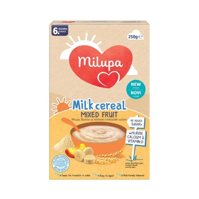 MILUPA MLEČNA INSTANT KAŠA MEŠANO VOĆE 250G 6+