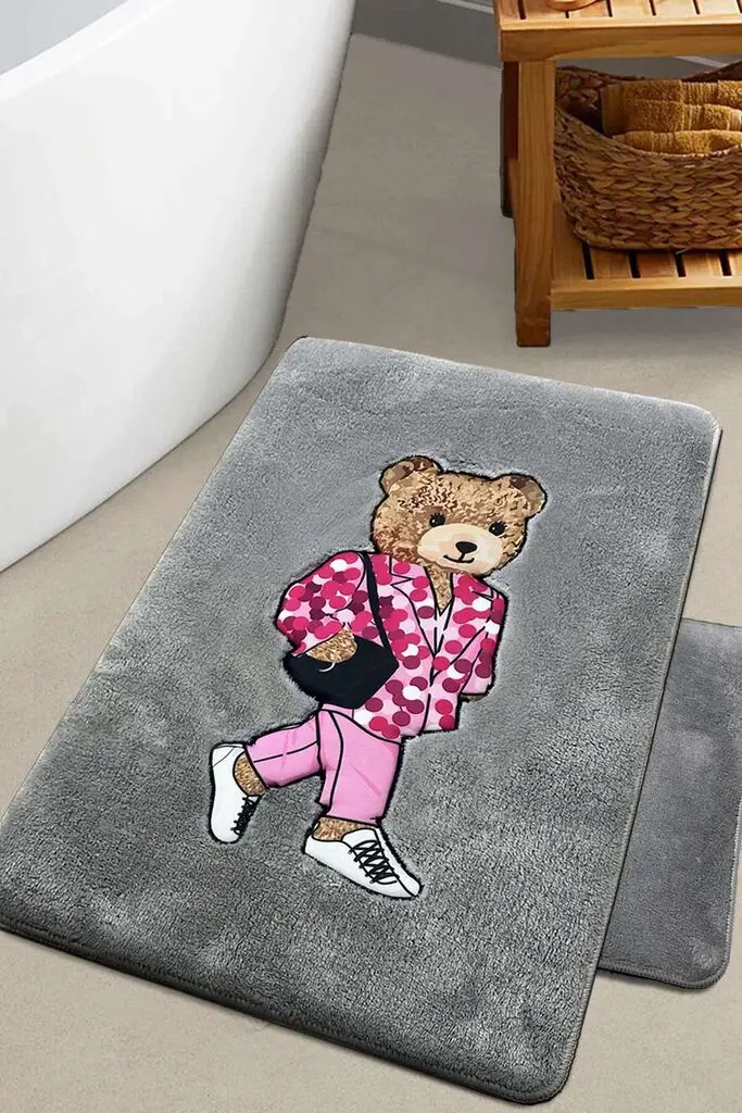 L'essentiel Maison Set prostirki za kupatilo Boss Bear, Sivi