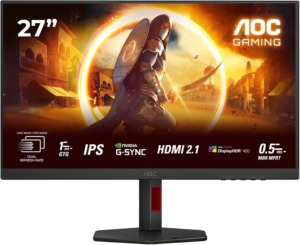 AOC Gaming monitor U27G4R 27", IPS, 3840x2160, 320Hz, FHD, 160Hz UHD, 1ms, HDMIx2, DP, USB, Adaptive sync, VESA, Crni