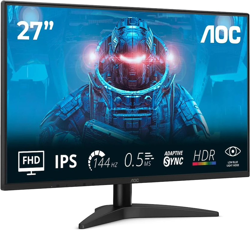 AOC Gaming monitor 27B36X, 27", IPS, 1920x1080, 144Hz, 0.5ms MPRT, HDMI,DP, Adaptive sync, VESA, Crni