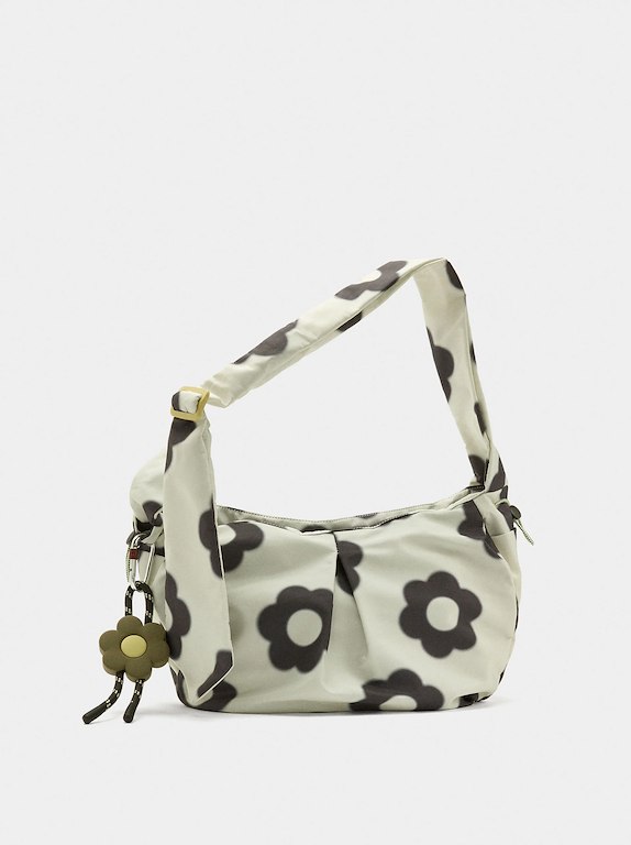 FLORAL PRINTED NYLON SHOULDER BAG M