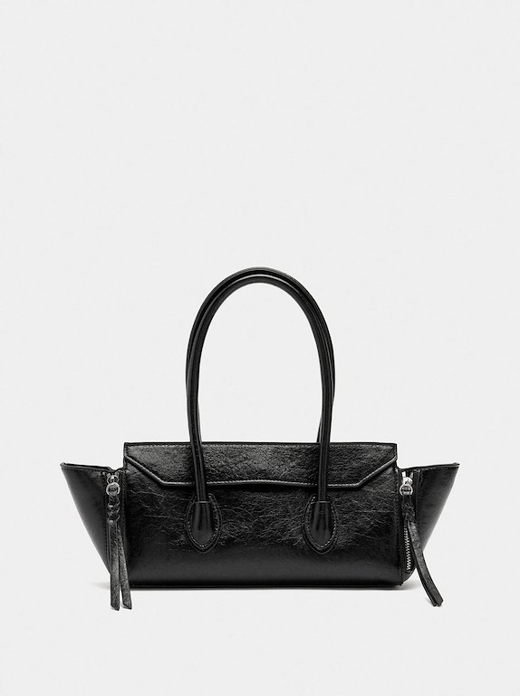 LEATHER-EFFECT SHOULDER BAG WITH FLAP