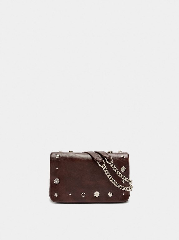 SHOULDER BAG WITH FLAP AND METALLIC DETAILS