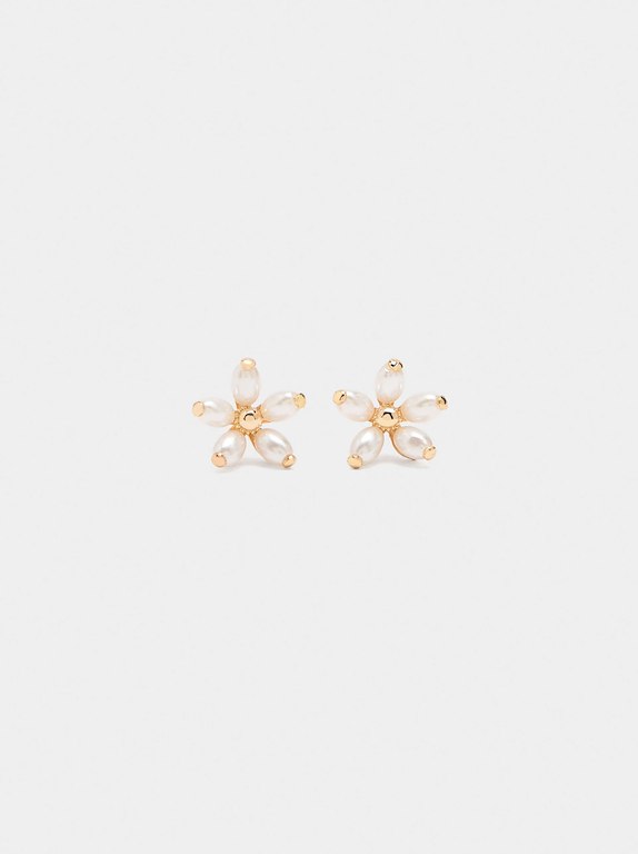 FLOWER EARRINGS WITH PEARLS