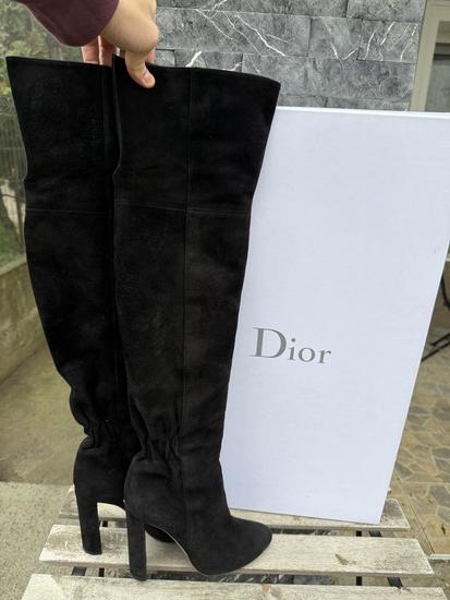 DIOR kozne visoke cizme Crne Vel 37.5 ORIGINAL