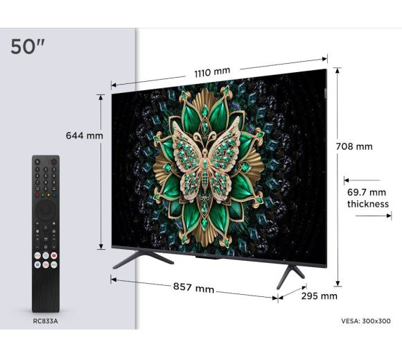 TCL - Televizor TCL 50C6K/MiniLED-QLED/50"/4K UHD/144Hz/Google TV/crna