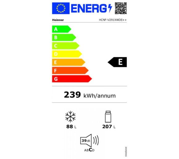 Kombinovani frižider HEINNER HCNF-V291XWDE++ 294l/NoFrost/60x186/inox