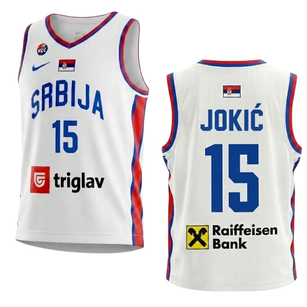 KOŠARKAŠKI DRES JOKIĆ 15 EUROBASKET 2025 BELI TROBOJKA