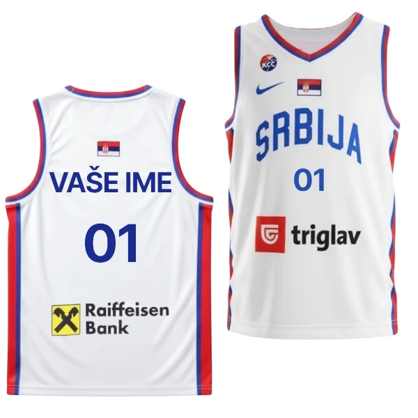 Košarkaški dres Srbije Eurobasket 2025 Beli - Personalizacija