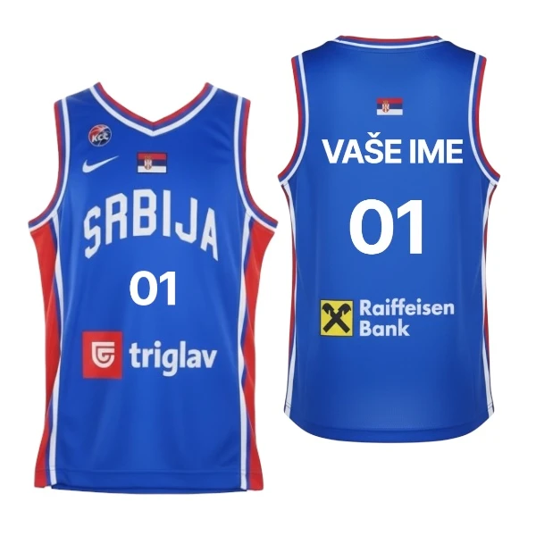 Košarkaški dres Srbije Eurobasket 2025 Plavi - Personalizacija