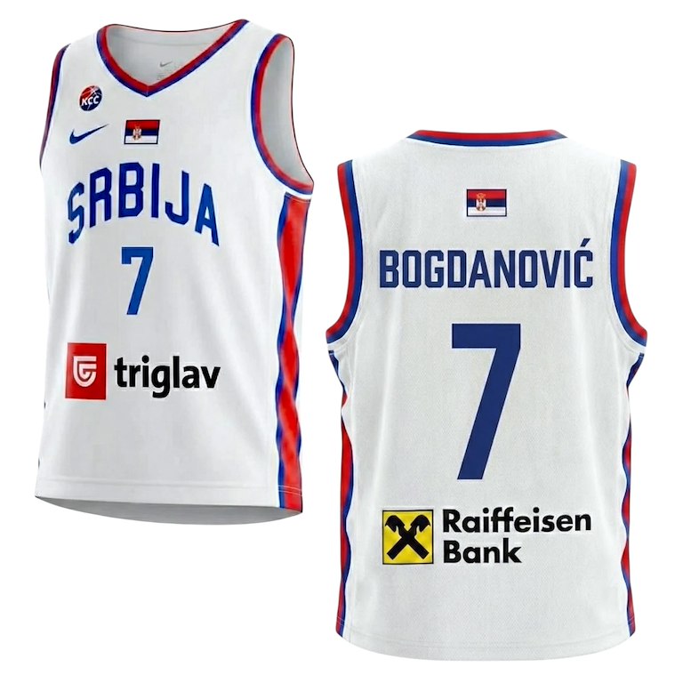KOŠARKAŠKI DRES BOGDANOVIC 7 EUROBASKET 2025 BELI TROBOJKA