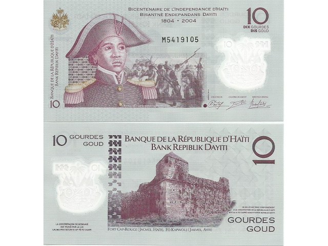 HAITI 10 gourdes 2013. UNC Polimer
