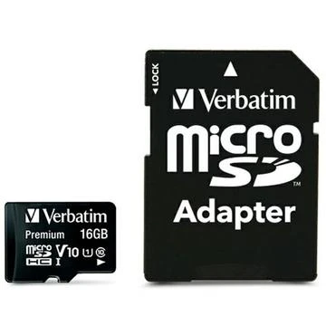 VERBATIM PREMIUM U1 MICROSDHC CARD WITH ADAPTER 44082 - 16GB