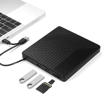 005 EXTERNAL USB-C/USB OPTICAL DRIVE WITH SD/TF CARD READER - CD/DVD PLAYBACK & BURNING