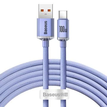 BASEUS CRYSTAL SHINE USB-A / USB-C CABLE - 1.2M, 100W - PURPLE