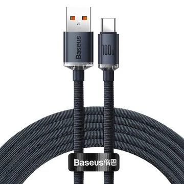 BASEUS CRYSTAL SHINE USB-A / USB-C CABLE - 1.2M, 100W - BLACK