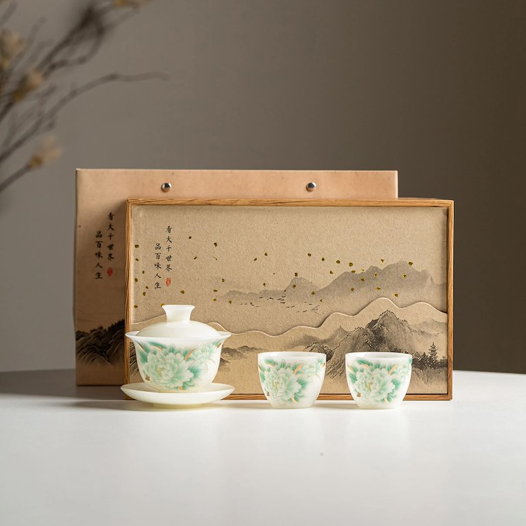 [Spring Special]The "Auspicious Peony" Collection Handmade PuYu (璞玉) Blanc de Chine Tea Ritual Set