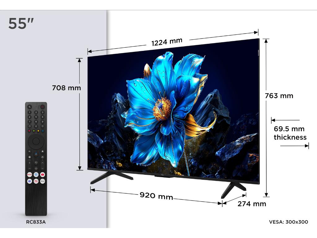Televizor TCL 55P7K/QLED/55"/4K UHD/60Hz/Google TV/crna