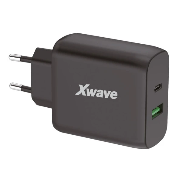 Xwave GaN65w-AC GaN ultra-brzi punjač 65W USB-A + USB-C , za mobilne,tablete, Crni