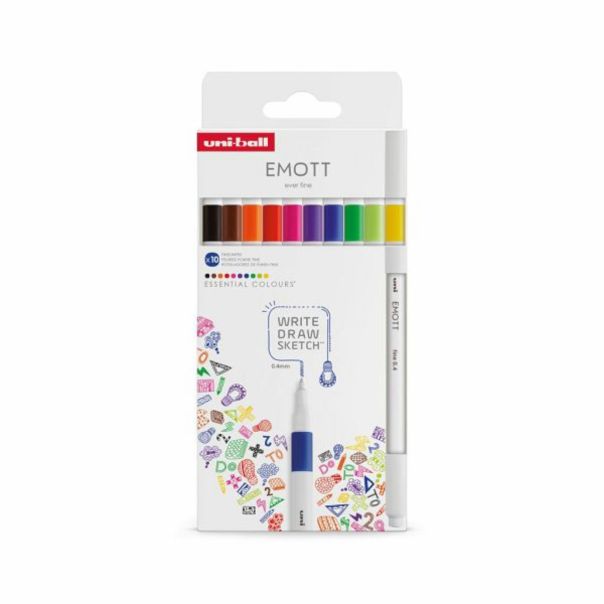 Uni Fineliner Emott set 10/1 0,4 Essential Colours
