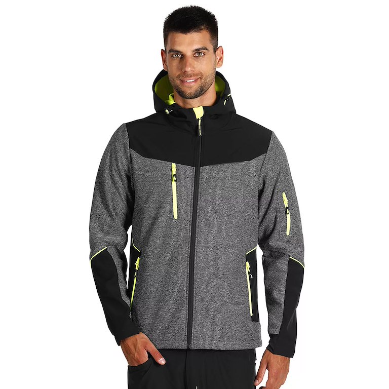 PANTHER GREY JACKET, softshell jakna sa kapuljačom, neon žuta