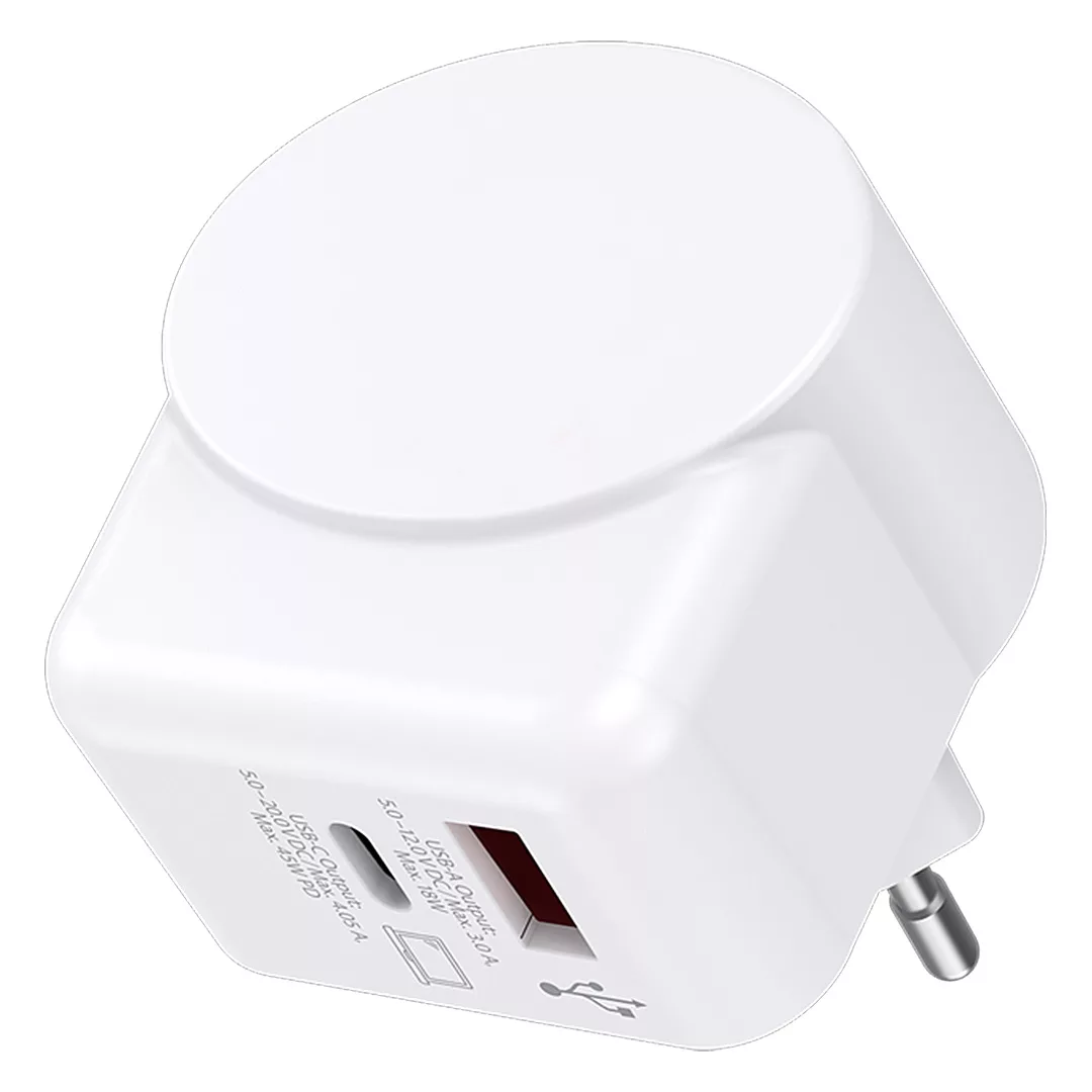 EU USB CHARGER AC 45PD, zidni punjač 45w, beli