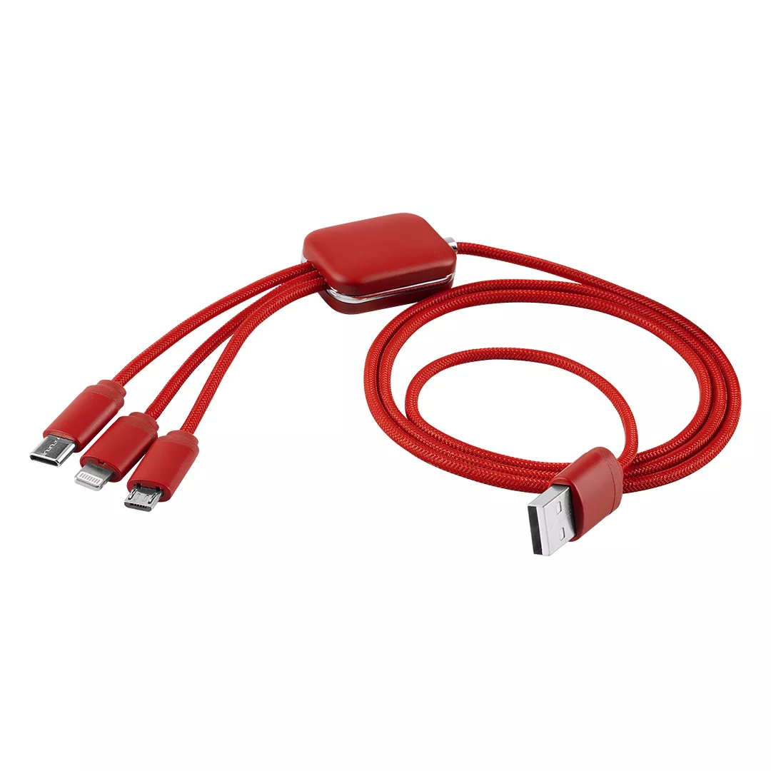ODON 3IN1, usb kabl za punjenje 3 u 1, crveni