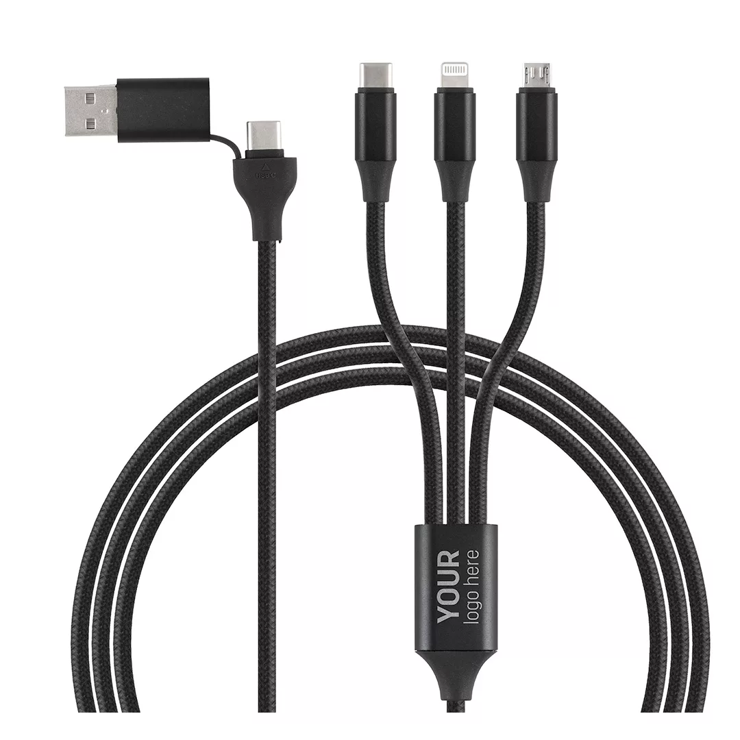 FLET 60W 6IN1, usb type-c kabl za punjenje i prenos podataka, 6 u 1, 60w, crni
