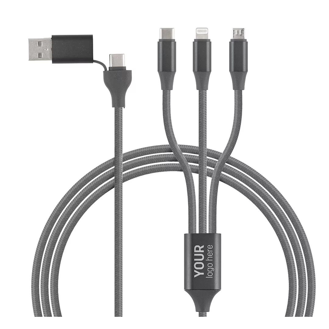 FLET 60W 6IN1, usb type-c kabl za punjenje i prenos podataka, 6 u 1, 60w, tamno sivi